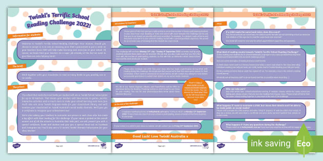 FREE! - Twinkl's Terrific School Reading Challenge 2022