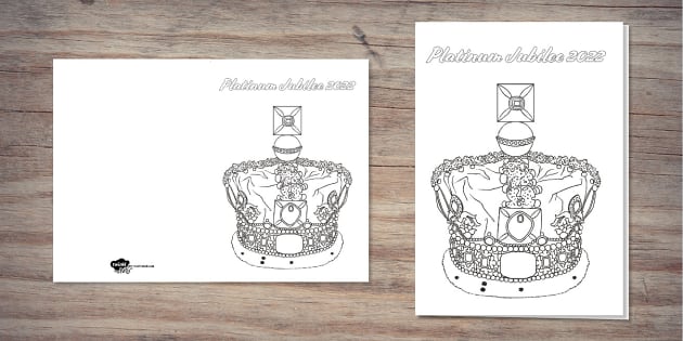 Platinum Jubilee Crown Colouring Card | Twinkl Party