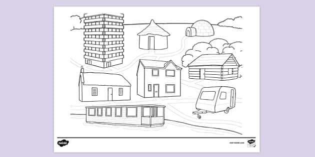 FREE Different Types Of Homes Colouring Colouring Sheets