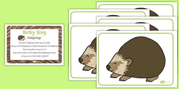 Hedgehog Busy Bag Prompt Card and Activity Pack - Twinkl