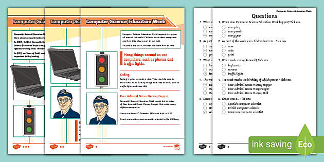 KS1 Computer Science Education Week Differentiated Reading Comprehension