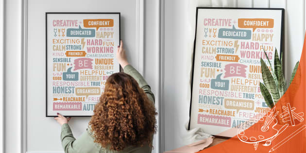 Inspirational Adjectives Pastel Colours Typography Poster