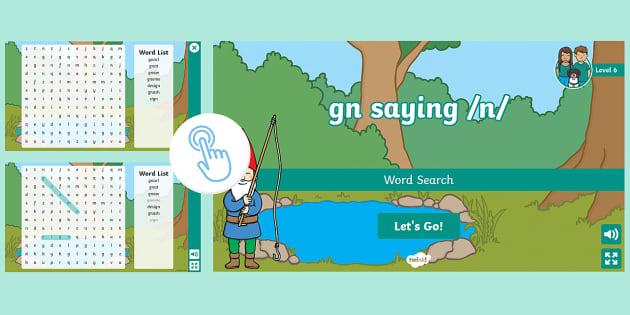 Interactive Word Search: Level 6 'gn' Phonics Game | Twinkl