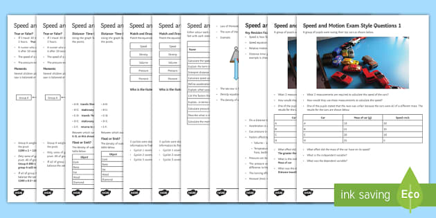 Speed and Motion Assessment Package - Twinkl