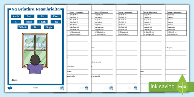 Irish Neamhrialta Verbs Practice Worksheets | Twinkl