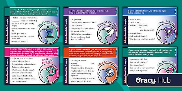 KS1 Talking Team Roles Prompt Cards (teacher made) - Twinkl