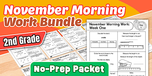 Second Grade November Morning Work Bundle - Twinkl