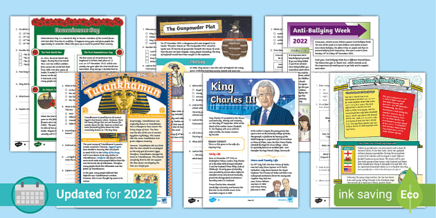 UKS2 November Differentiated Reading Comprehension Activity Pack