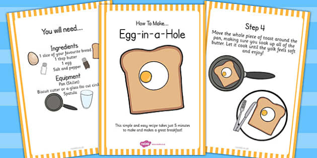 Egg in a Hole Recipe Cards (teacher made) - Twinkl