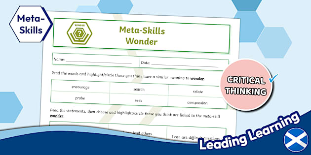 Meta-Skills Self-Assessment - Wonder Activity Sheet