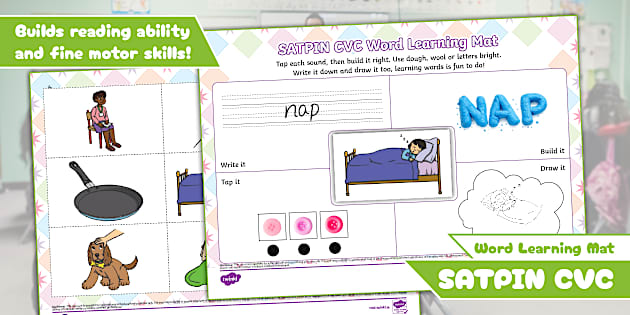 CVC SATPIN Word Learning Mat Template