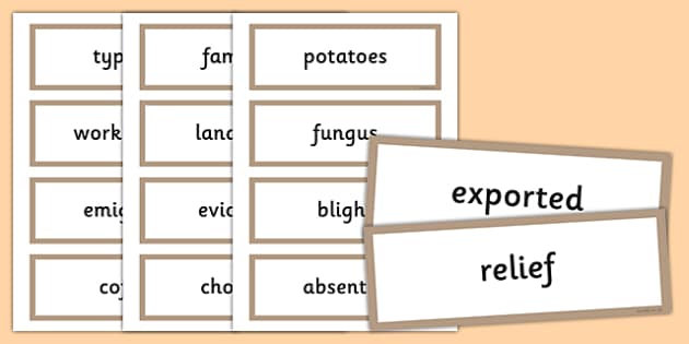 Great Famine Vocabulary Flashcards | Irish History - Twinkl