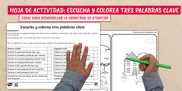 Hoja de actividad: Escucha y colorea tres palabras clave