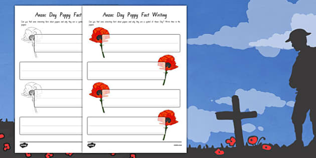 Anzac Day Poppy Fact Writing Templates