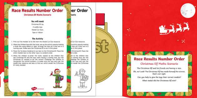 Race Results Number Order Christmas Elf Maths Scenario