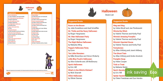 Halloween Book List (teacher made) - Twinkl