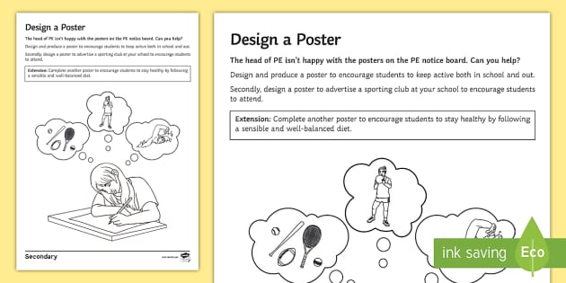 PE Cover Lesson - Design a Poster Worksheet / Worksheet