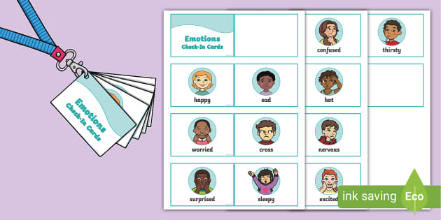 Lanyard-Sized Emotions Check-In Cards (teacher made) Lanyard-Sized Emotions Check-In Cards (teacher made)