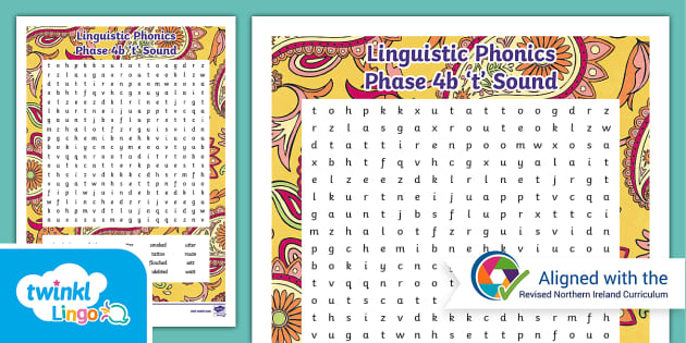 NI Linguistic Phonics Phase 4b 't' Sound Word Search
