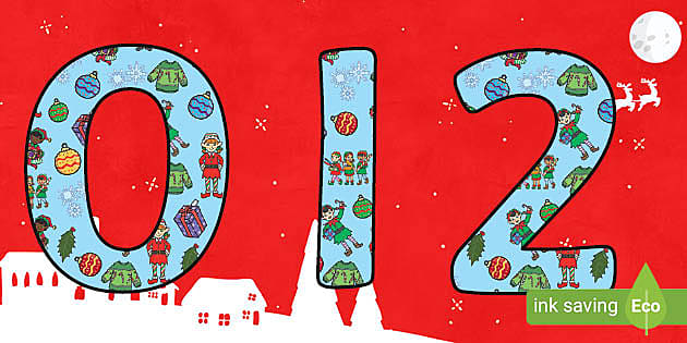 Elf Themed A4 Display Numbers (teacher made) - Twinkl