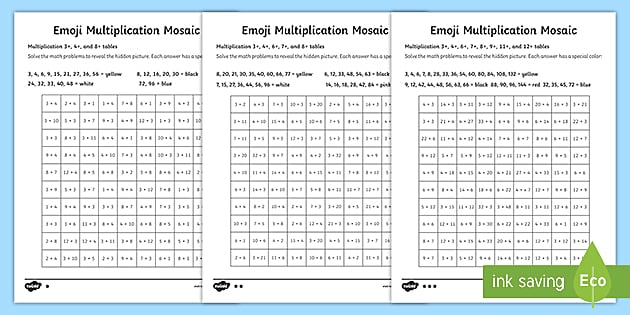 😊 Emoji Multiplication Mosaics - Math Fluency Resources - 3-5