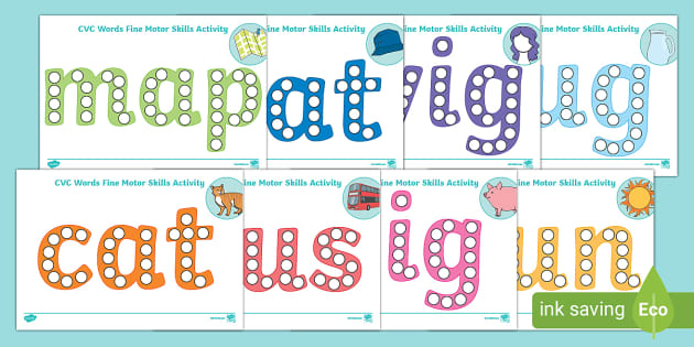 CVC Word Button Placing Fine Motor Skills Activity | Twinkl