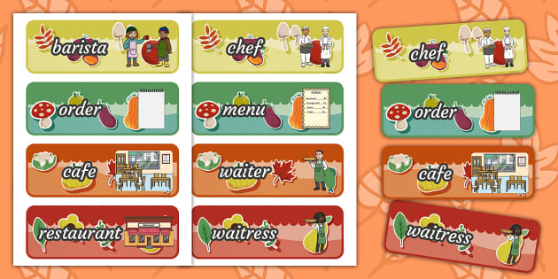 Autumn Market-Themed Cafe Vocabulary Labels - Twinkl