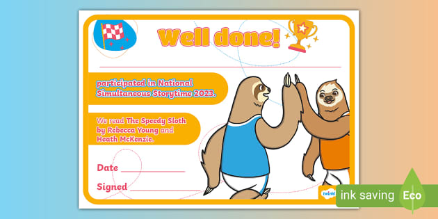 National Simultaneous Storytime 2023 Certificate - Twinkl
