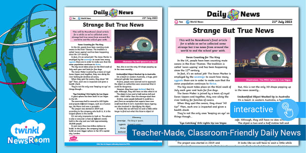 Strange But True News | Twinkl NewsRoom (teacher made)