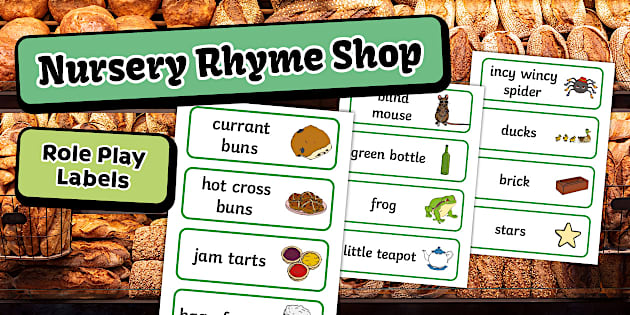 Nursery Rhyme Shop Role Play Labels