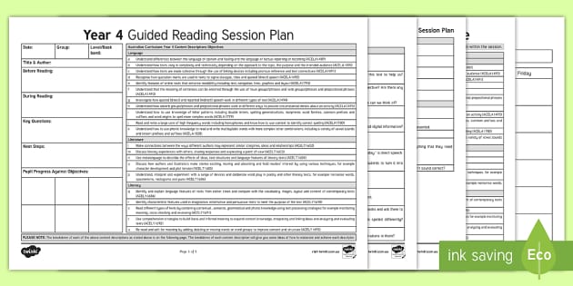 Year 4 Guided Reading Session Planning - English Resources