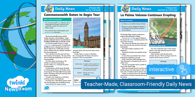 NewsRoom Weekly LKS2 Reading Comprehension Pack - 8th October 2021