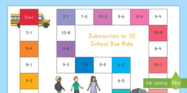 Subtraction Bus Board Game