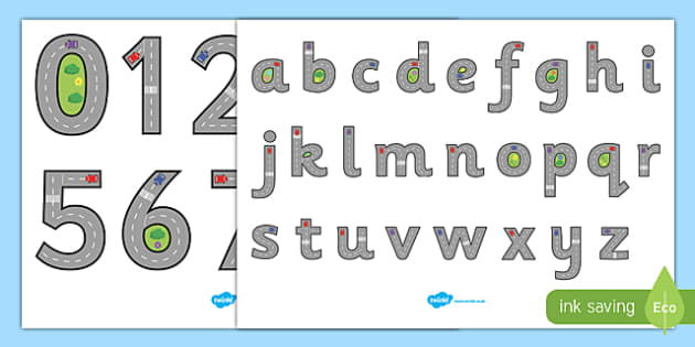 Road Themed Letter and Number Formation Display Posters
