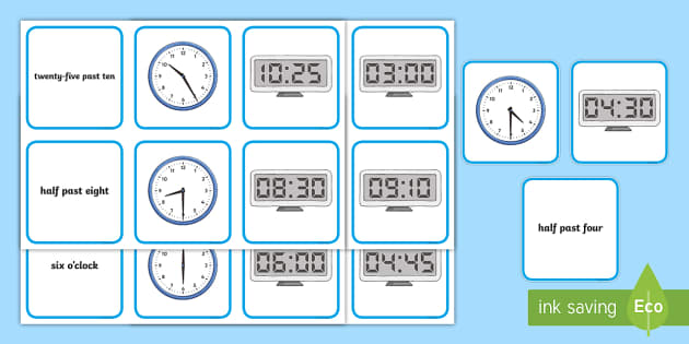 Matching Analogue And Digital Times Cards Easy To Print Off