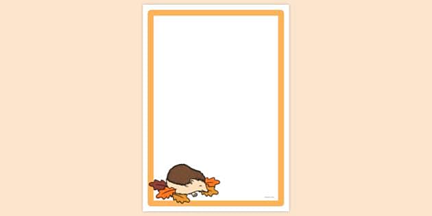 FREE! - Hedgehog In Leaves Page Border (teacher made)