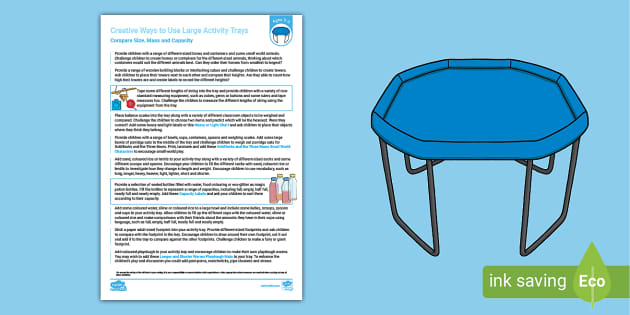 Ways to Use Activity Trays: Compare Size, Mass Capacity