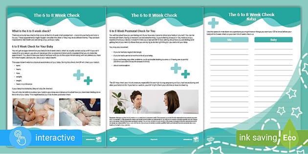 The 6 to 8 Week Check (Teacher-Made) - Twinkl