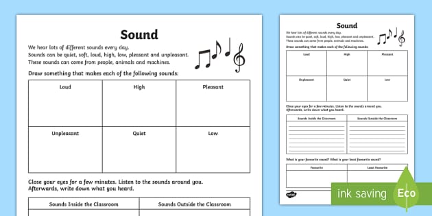 * NEW * Types of Sounds Worksheet