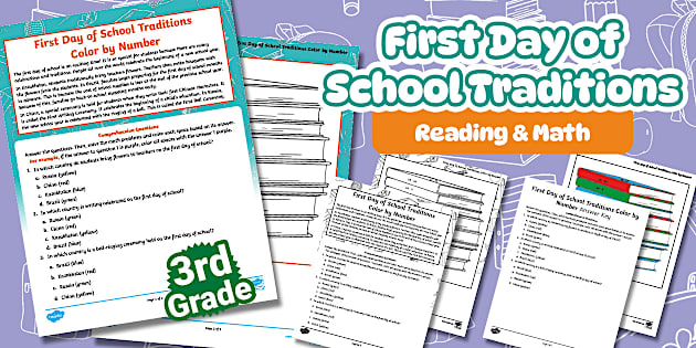 First Day of School Traditions Color by Number Reading
