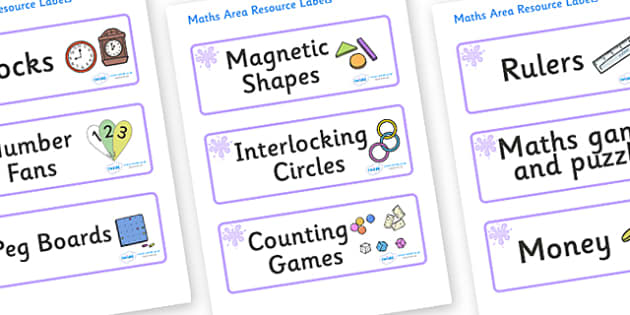 Lilac Themed Editable Maths Area Resource Labels - Twinkl
