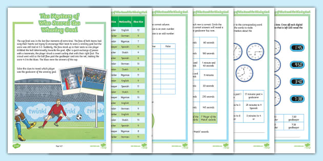 👉 Y3 The Mystery of Who Scored the Winning Goal Maths Mystery
