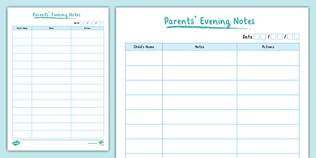Parents Meeting Notes Template ELC (teacher made) - Twinkl