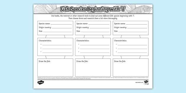 Fish Names Starting with 'I' Research Activity