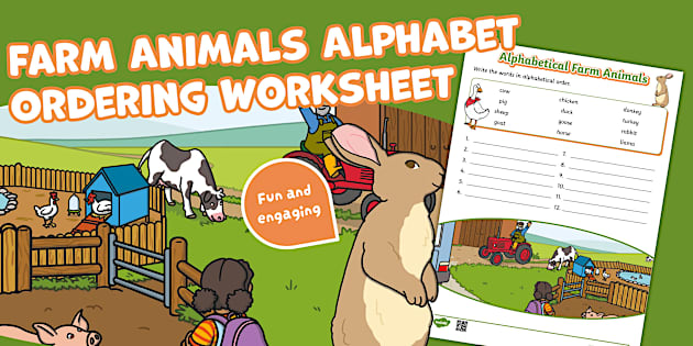 Farm Animals Alphabet Ordering Worksheet