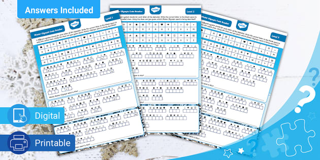 Winter Olympic Secret Code Breaker - AL - Twinkl - Puzzles