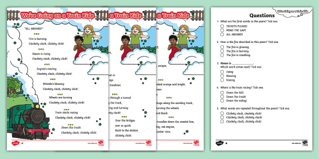 Train Ride Poem - Differentiated Reading Comprehension