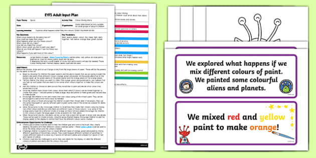 EYFS Colour Mixing Aliens Adult Input Plan and Resource Pack
