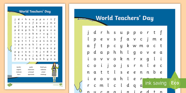 World Teachers' Day Word Search | Vocabulary Builder | Y 3-6