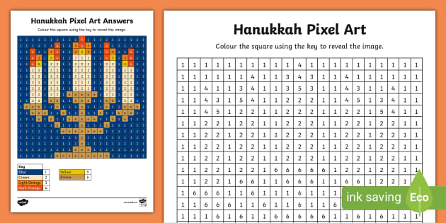 FREE! - Hanukkah Pixel Art Template (teacher made) - Twinkl